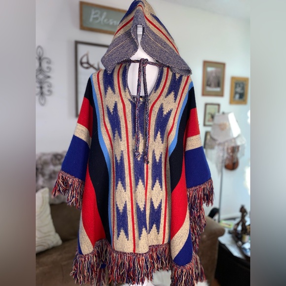 Cuddle Knits | Ponchos & Serapes | Navajo Print Vintage Wool Poncho ...